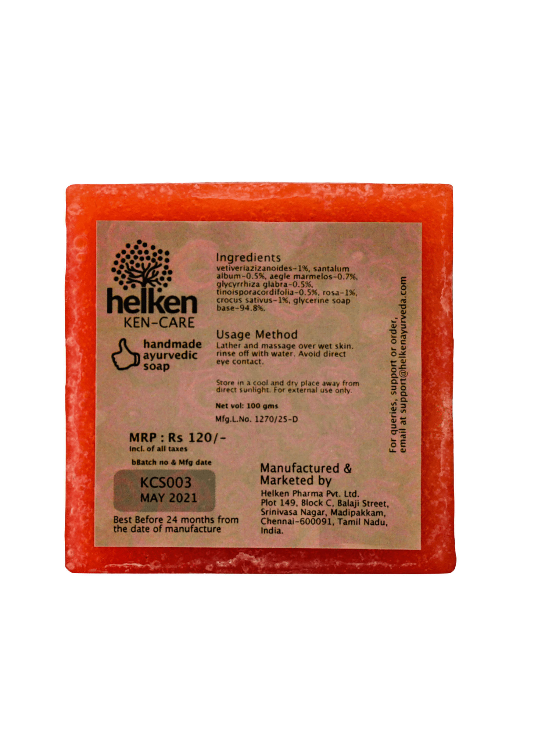 Ken Care Rose & Saffron Soap — Helken